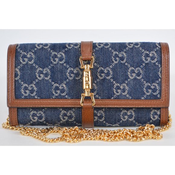 Gucci | Bags | New Gucci 65268 Gg Denim Canvas Jackie 1961 Woc Chain ...